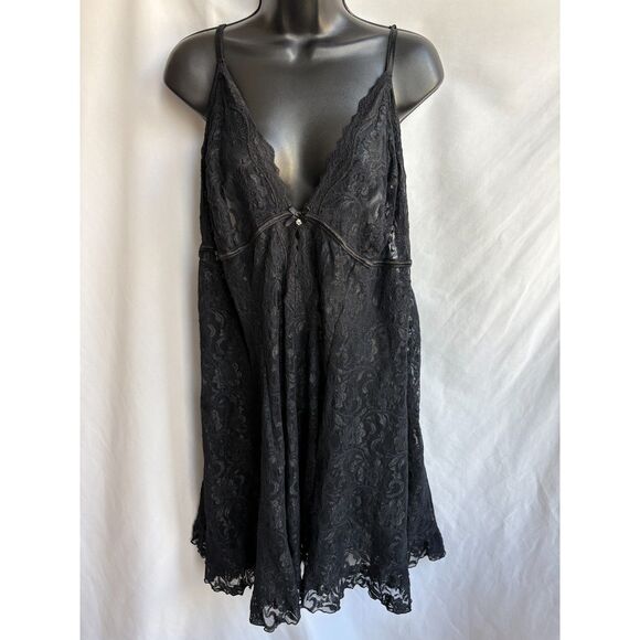 Intimates & Sleepwear | Enchanted Black Lace Slip Nightgown Size 332w ...